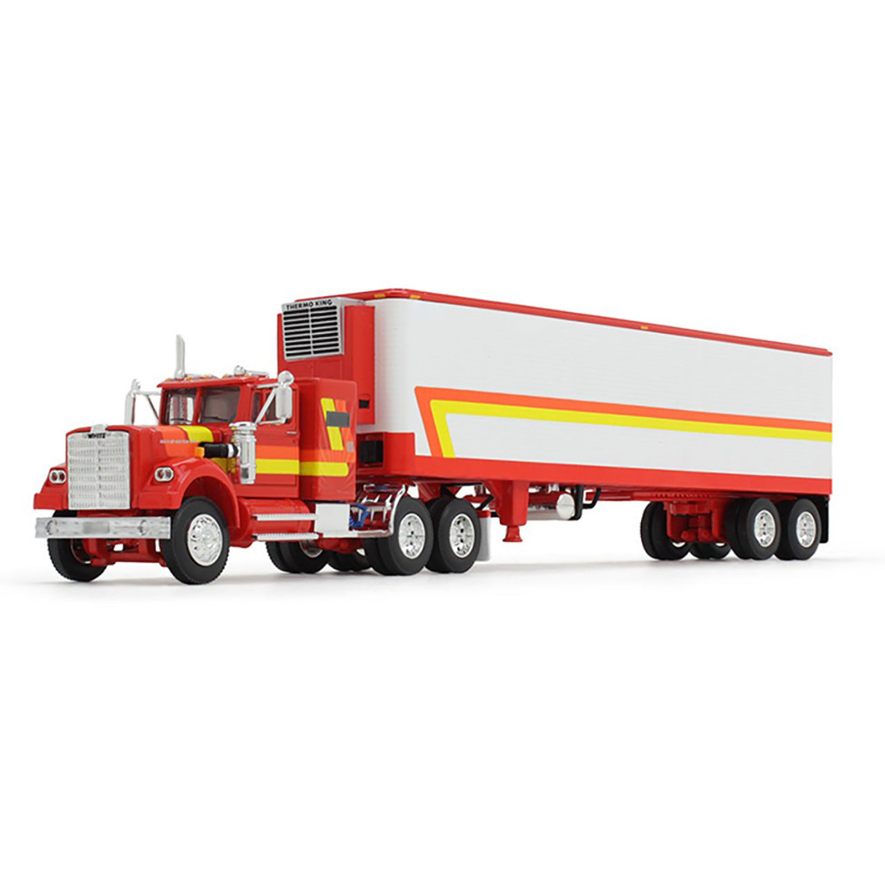 White Western Star 4900 w/40' Reefer Van Trailer (Red/Orange/Yellow ...